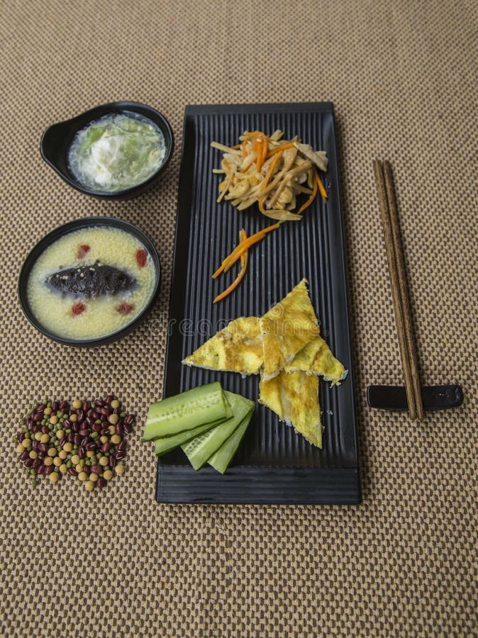 Egg Cake, Roughage Steamed Bread and Side Dishes Breakfast Set Meal ...