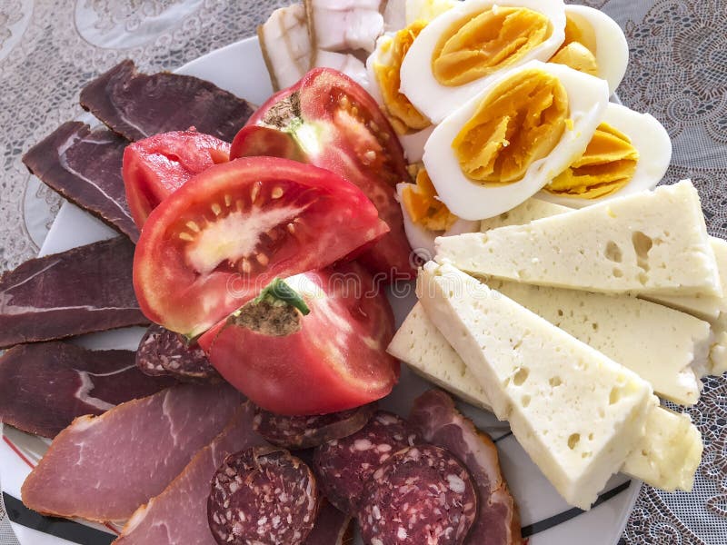 Egg, Cheese and Ham on Table for Breakfast Stock Photo - Image of ...