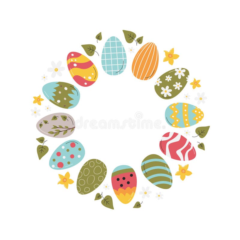 Circle Frame Design with Easter Egg and Copy Space Stock Vector ...