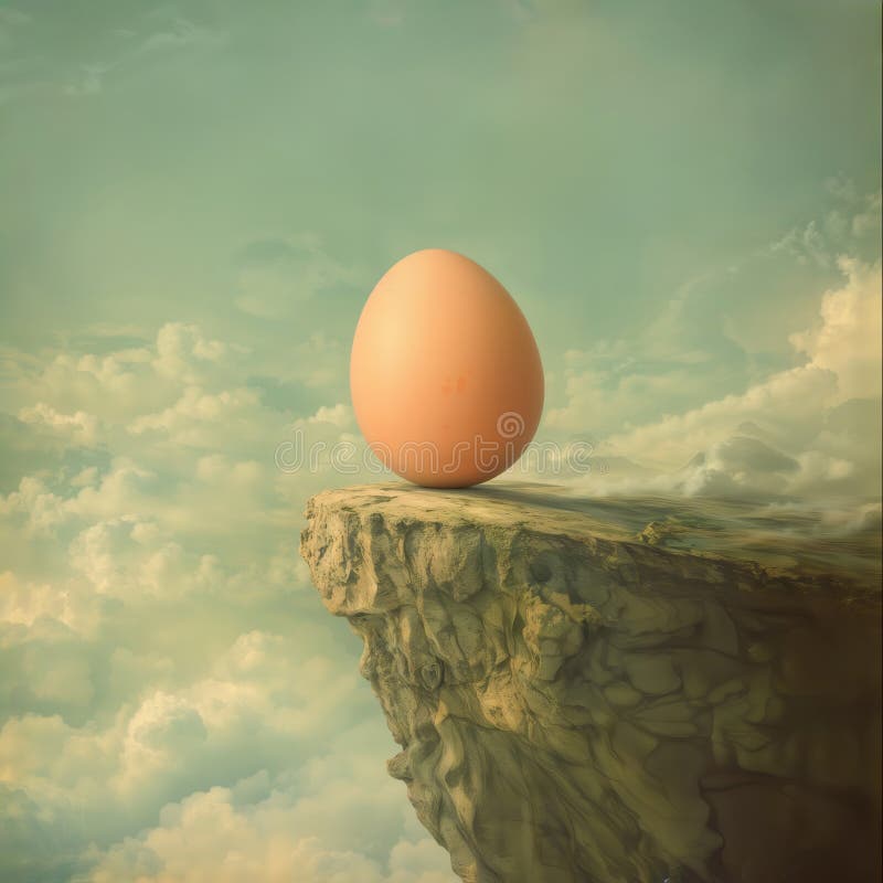 Large Egg Balanced on Cliff with Scenic Landscape Behind, Generative Ai ...