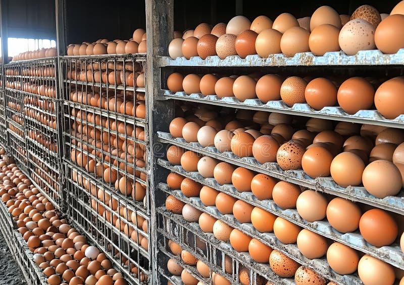 Egg Collection Systems, Automatic Conveyor Belts on Which Fresh Eggs ...