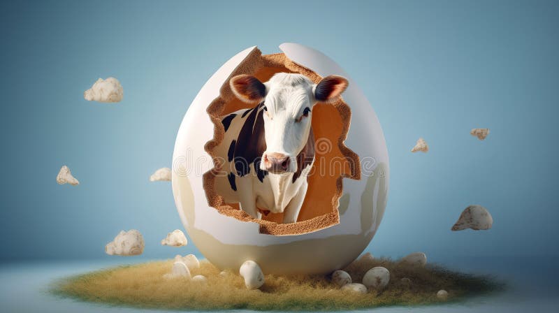 An Egg with a Cow Inside, Symbolizing the Blend of Rural and Natural ...