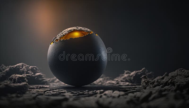 An Egg with a Cracked Egg Shell in the Middle of a Pile of Rocks and ...