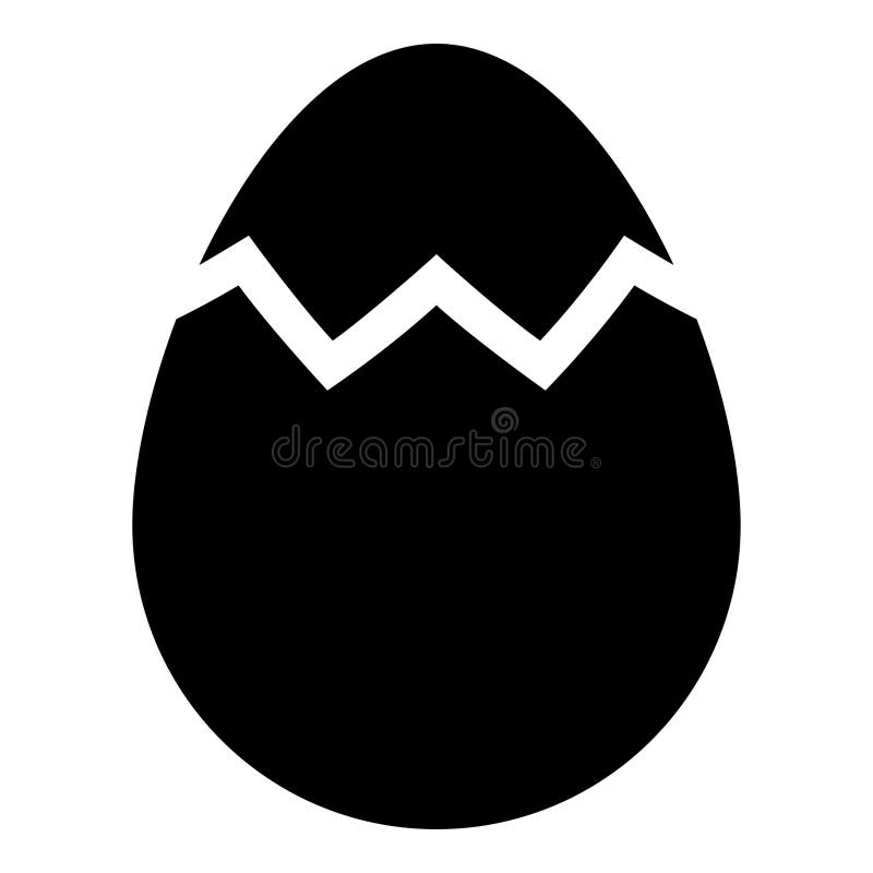 Egg with Cracked Eggshell Damaged Icon Black Color Vector Illustration ...