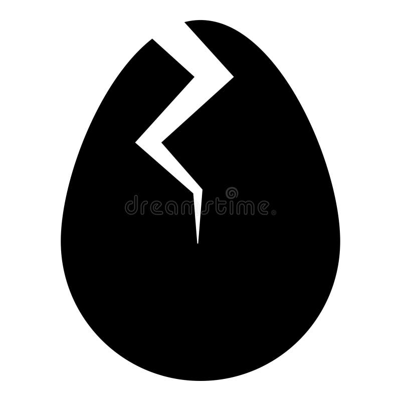 Egg with Cracked Eggshell Damaged Icon Black Color Vector Illustration ...
