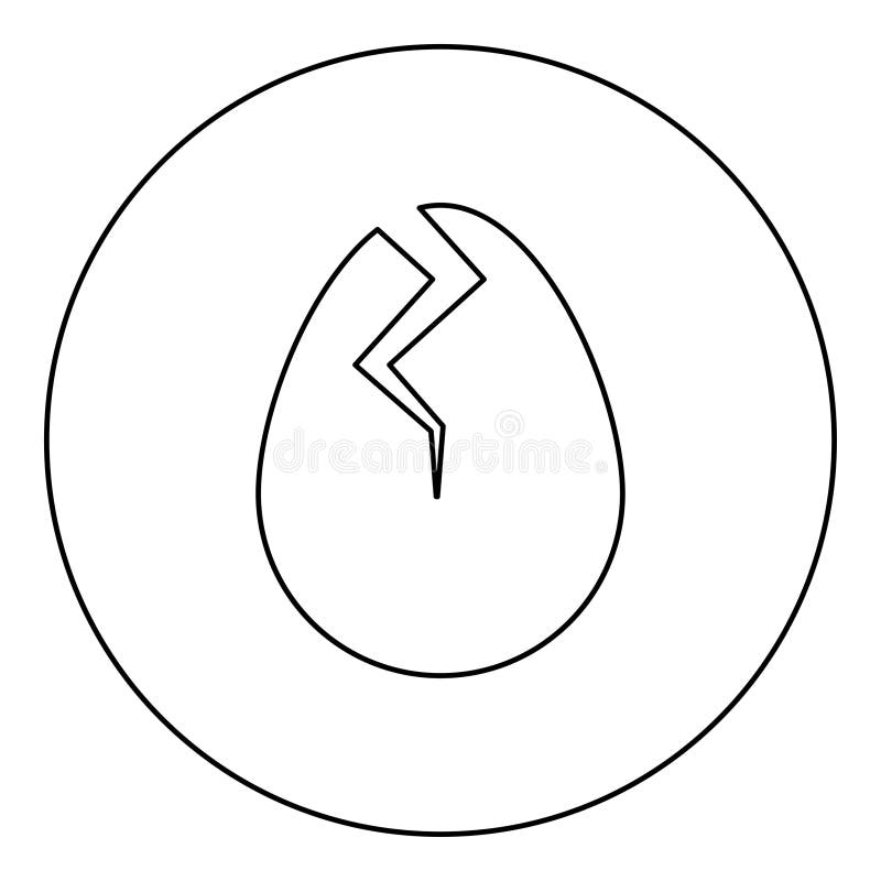 Egg with Cracked Eggshell Damaged Icon in Circle Round Black Color Vector Illustration Image ...