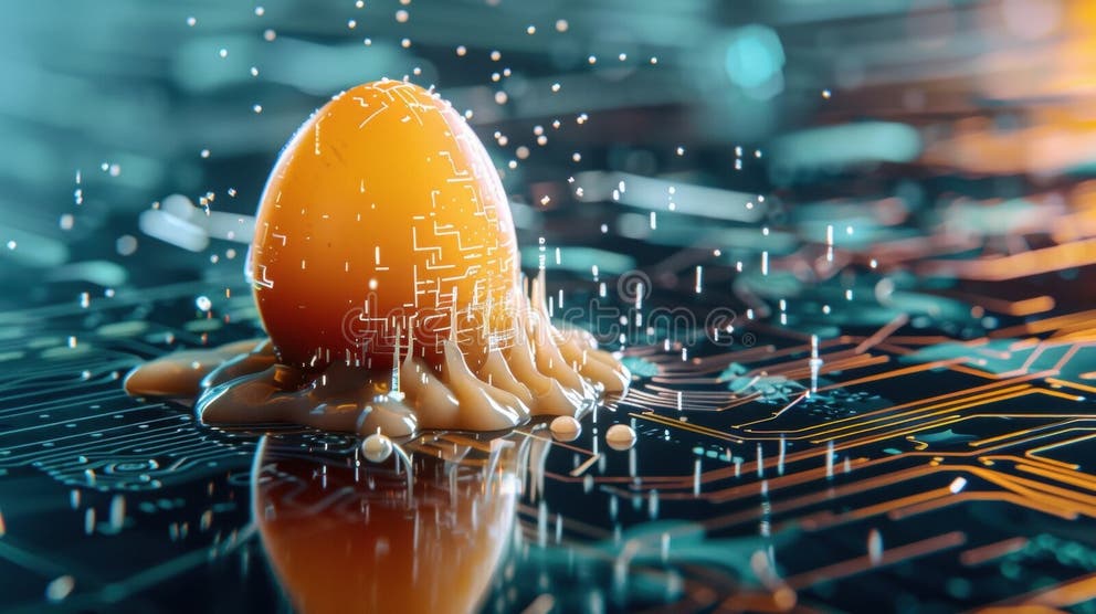 Egg Cracking on Circuit Board Generating Big Data and Innovation Stock ...