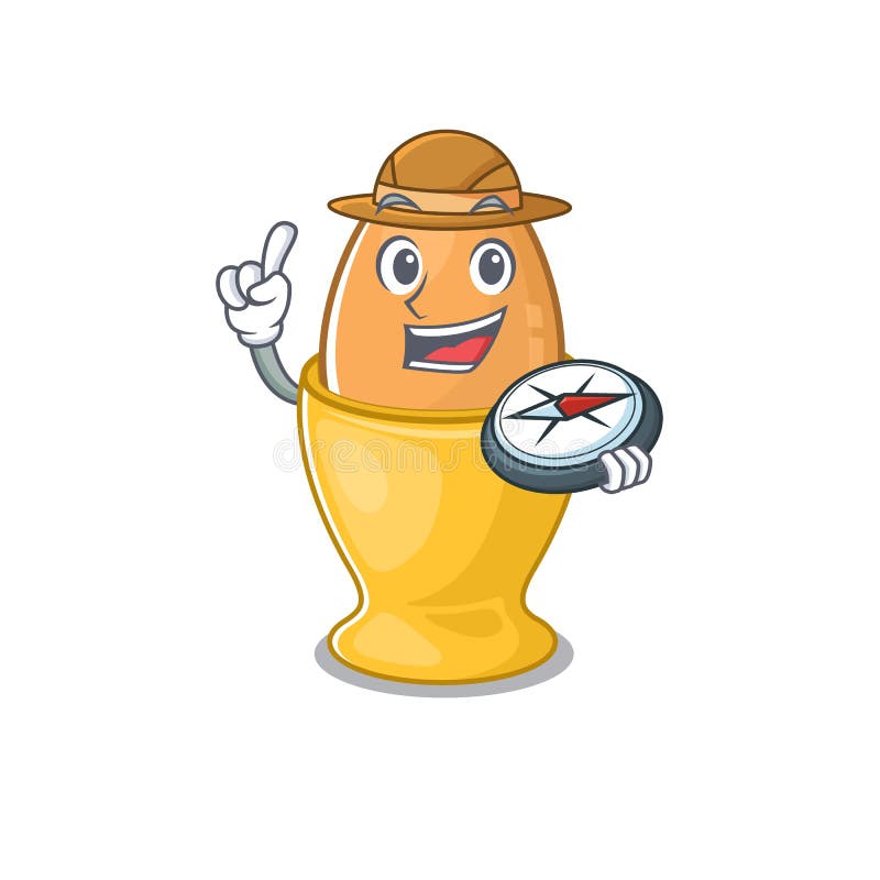Egg Cup Experienced Explorer Using a Compass Stock Vector ...