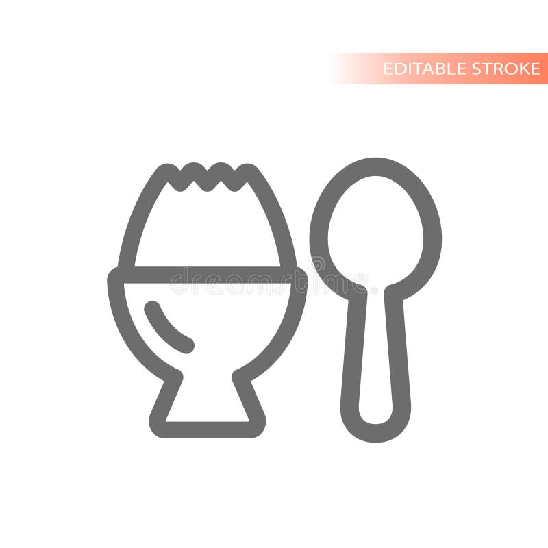 Egg Cup or Server and Spoon Line Vector Icon Stock Vector ...