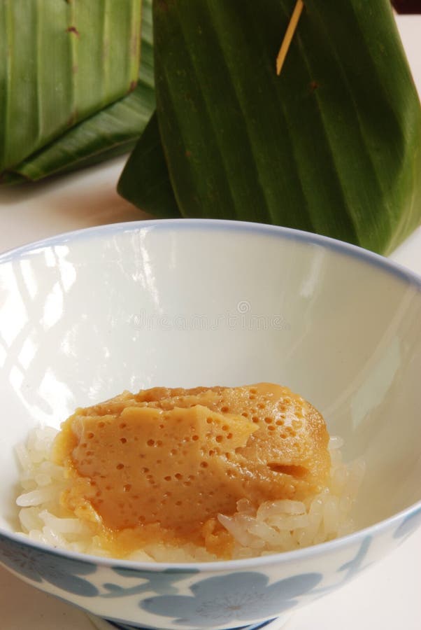 Egg Custard with Sweet Sticky Rice Stock Image - Image of home ...