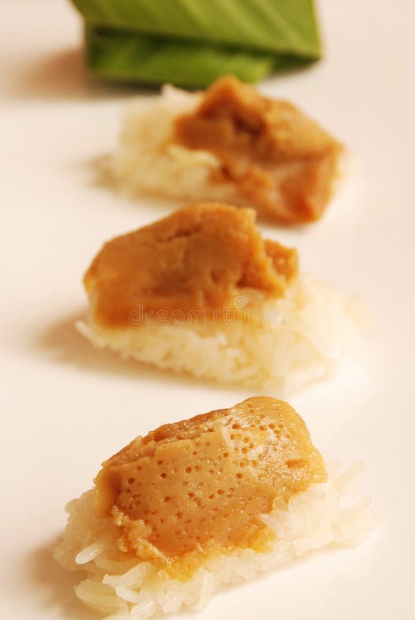 Egg Custard with Sweet Sticky Rice Stock Image - Image of food, nature ...