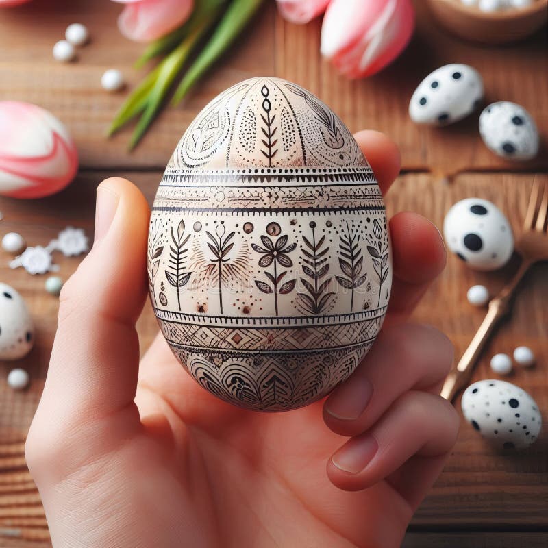 Egg with Custom Pattern Egg Decorated with a Unique Personalized Stock ...