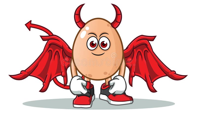 Egg Devil Mascot Vector Cartoon Illustration Stock Vector ...