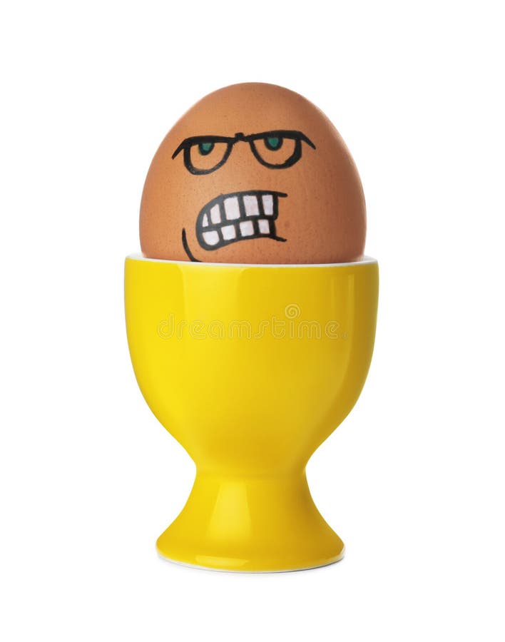Egg with Drawn Angry Face in Cup Isolated on White Stock Image - Image ...