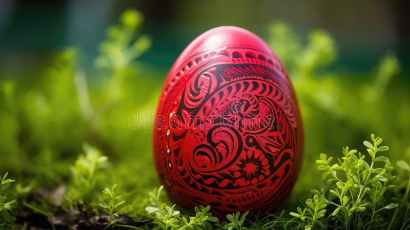 Egg easter red stock illustration. Illustration of decoration - 372062796