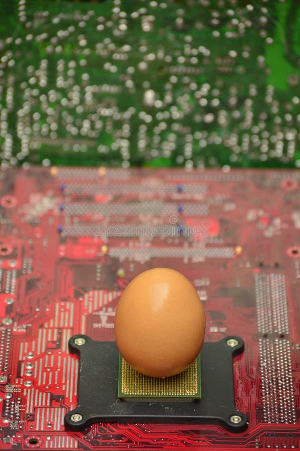 Egg into Electronics Cards. Start Up Concepts. Stock Image - Image of ...