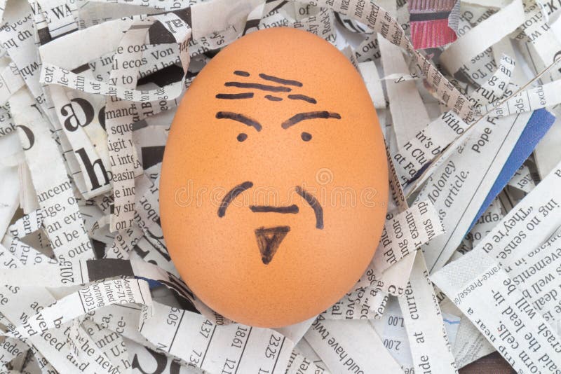 Egg Face Old Man on Newspapers Recycle Stock Image - Image of friends ...