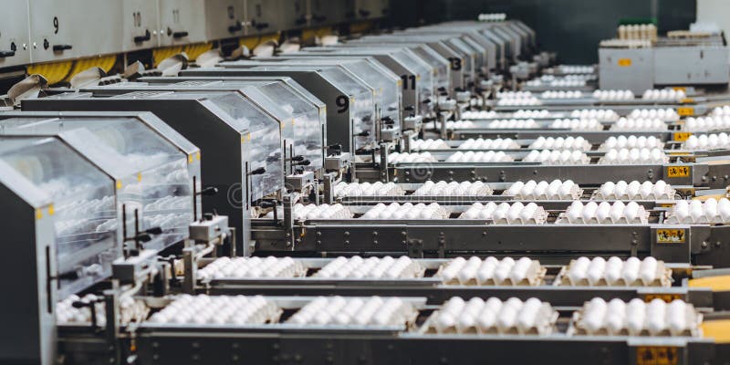 Egg Factory Industry Poultry Conveyor Production Stock Image - Image of ...