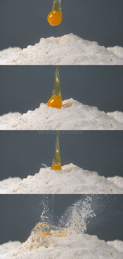 Egg Falling on Flour stock photo. Image of splashing - 289193252
