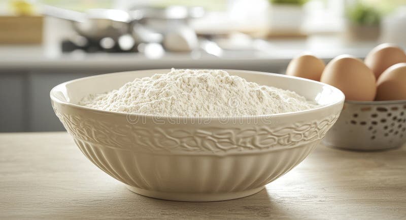 An Egg and Flour Bowl Sit on the Counter As Flour and Fresh Eggs are ...