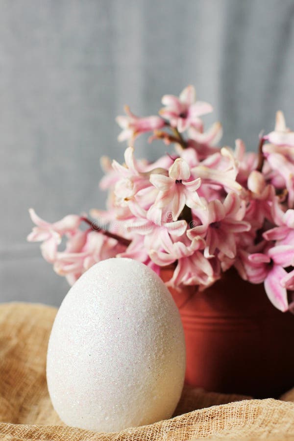 Egg and Flowers Close-up. Painted Egg Stock Photo - Image of flowers ...