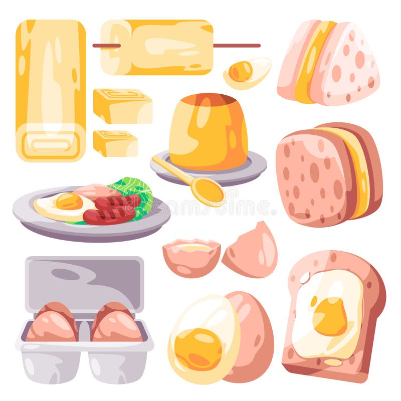 Egg Food Variation Cracked Boiled Lunch and Breakfast Menu Egg Roll ...