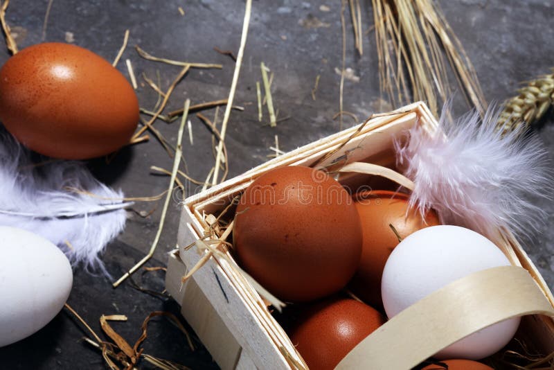 Egg. Fresh Farm Eggs on a Wooden Rustic Background Stock Photo - Image ...