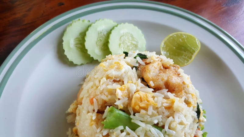Egg Fried Rice in Plate, Thai Food Stock Photo - Image of pepper ...