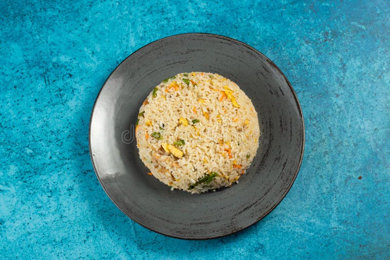 Egg Fried Rice Served in a Dish Isolated on Background Side View of ...