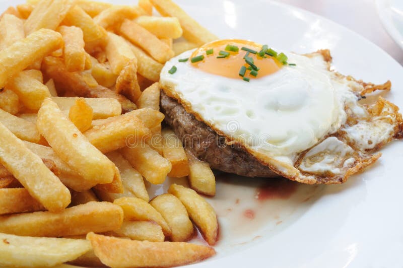 Egg and fries stock image. Image of protein, plate, greasy - 10903805
