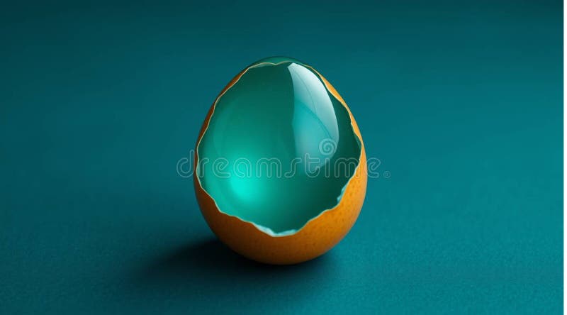 An Egg with a Green Egg Shell on a Blue Background Generated Stock ...