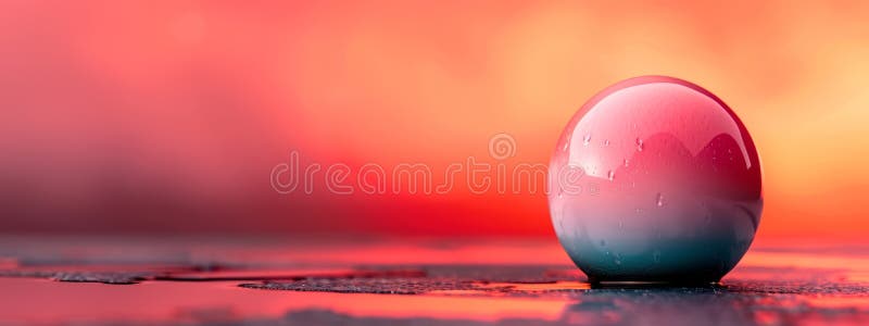 An Egg, Half Red and Half White, Sits Atop a Puddle of Water Against an ...