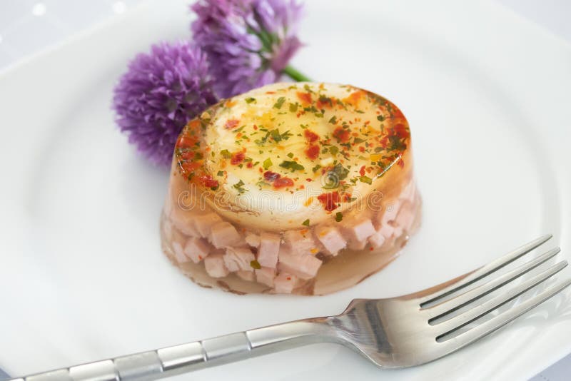 Egg and ham aspic stock photo. Image of oeuvre, french - 161668836