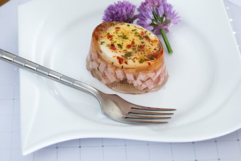 Egg and ham aspic stock image. Image of vegetable, salad - 161668849