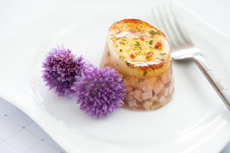 Egg and ham aspic stock image. Image of tasty, plate - 161668871