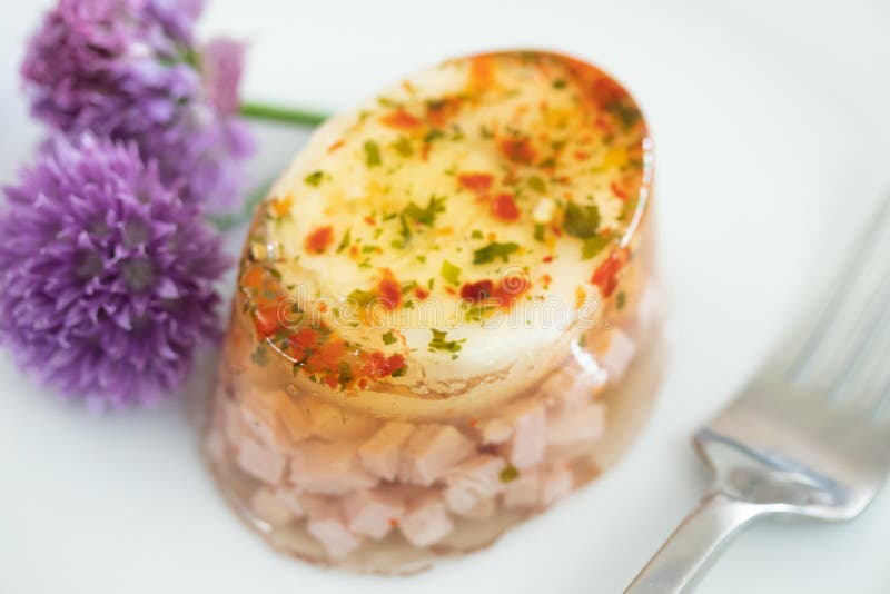 Egg and ham aspic stock photo. Image of recipe, food - 161668906