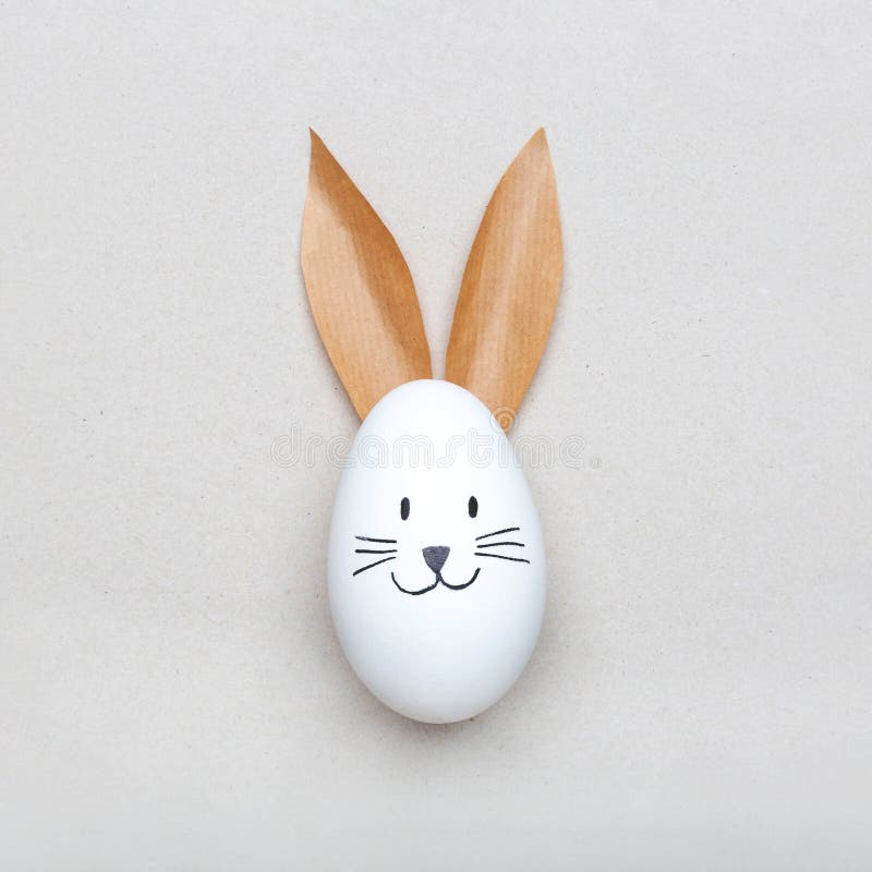 Egg with Happy Bunny Rabbit Face Stock Image - Image of single, spring ...