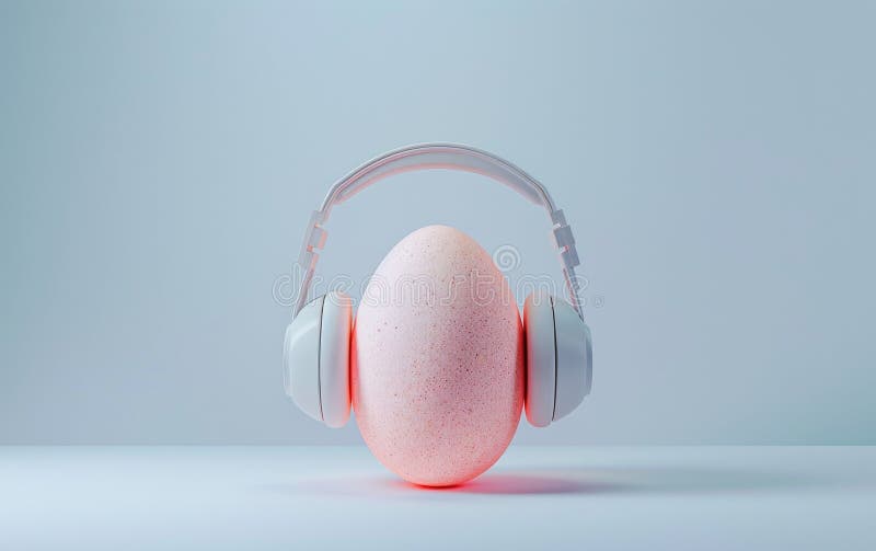 Egg with Headphones Isolated on White Background, Stock Illustration ...