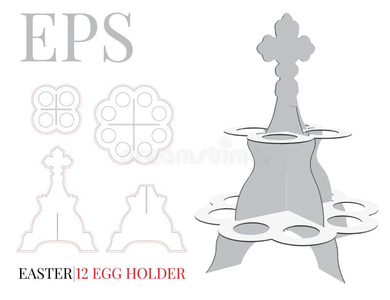Easter Eggs Holder with Cross Die Cut Template, Vector Stock Vector ...