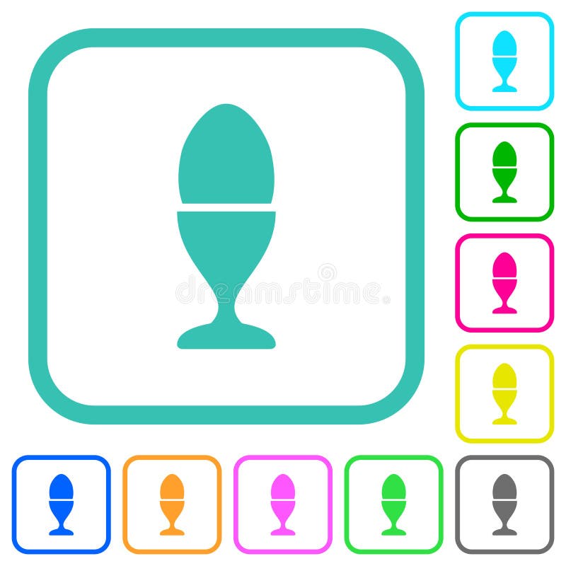 Egg in Egg Holder Solid Vivid Colored Flat Icons Stock Vector - Illustration of meal, eggcup ...