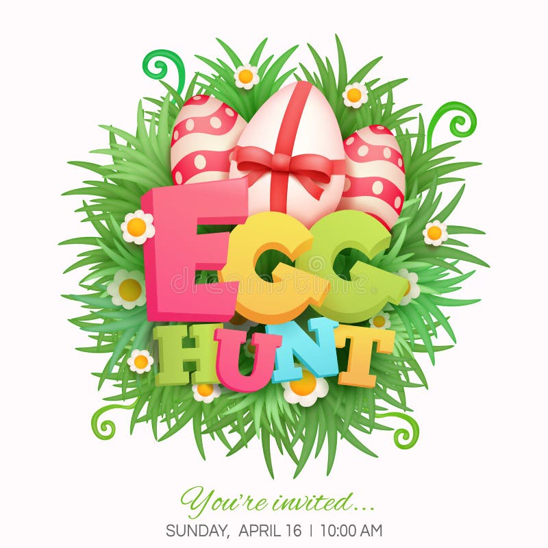Egg Hunt Invitation Concept Card Title. Stock Illustration ...