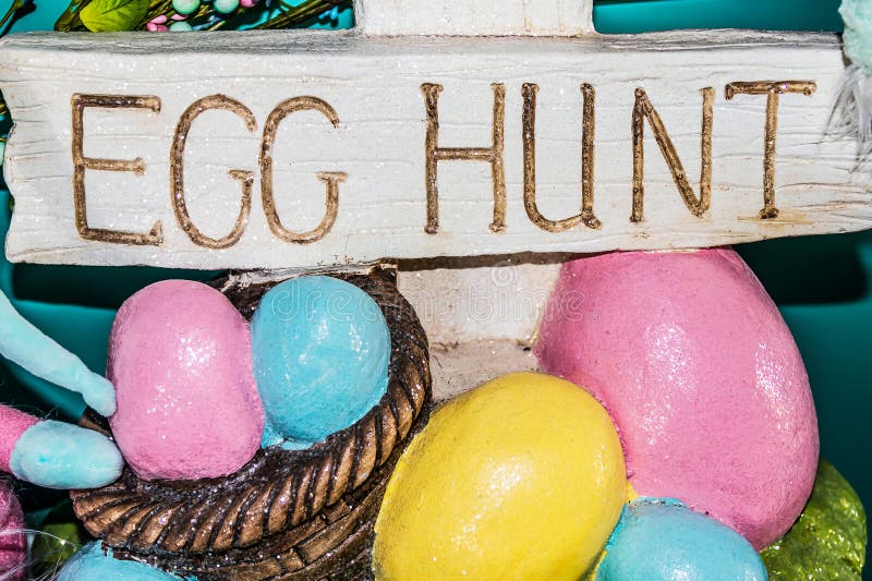 Egg Hunt Sign for Easter Display Stock Image - Image of sweetness ...