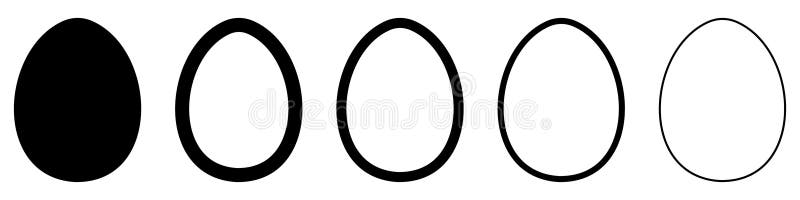 Egg Icon. Set of Black Linear Egg Icons. Egg Symbol Stock Vector ...