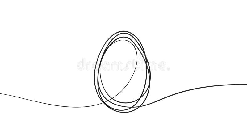 Egg Line Art, Continuous One Line Drawing of Single Egg Shape Outline ...