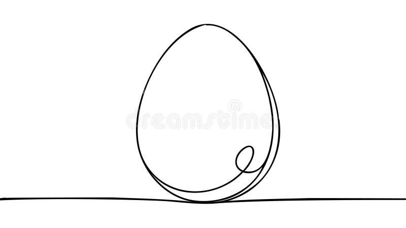 Egg Line Art, Continuous One Line Drawing of Whole Egg in Shell, Black ...