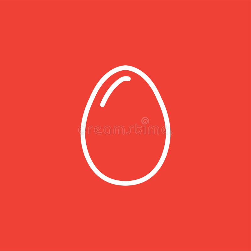 Egg Line Icon on Red Background. Red Flat Style Vector Illustration ...