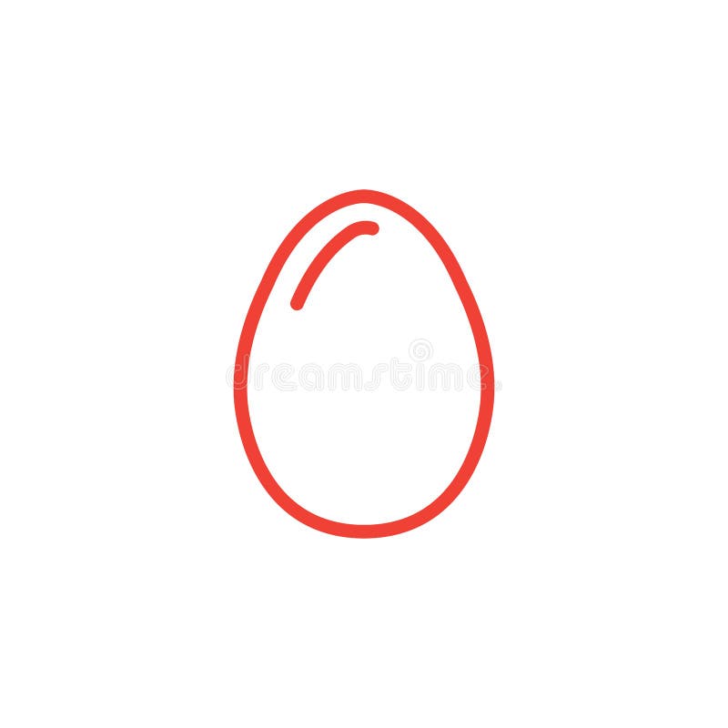 Egg Line Red Icon on White Background. Red Flat Style Vector ...