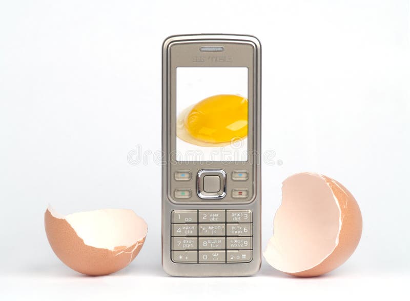 Shooting Food on Phone`s Camera, Fried Eggs on a White Plate with ...
