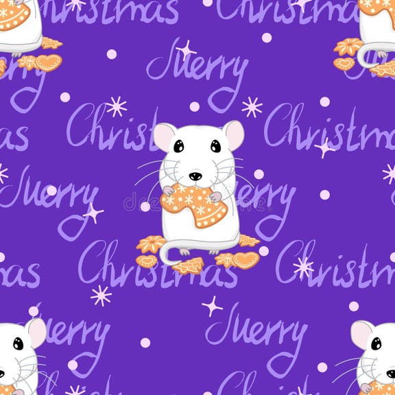Cute Rat with Gingerbread, New Year and Christmas Seamless Pattern ...