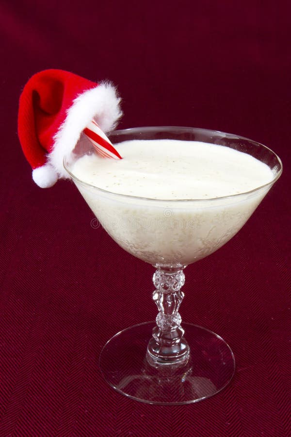 Egg Nog with Santa Hat stock image. Image of glass, libation - 28225411